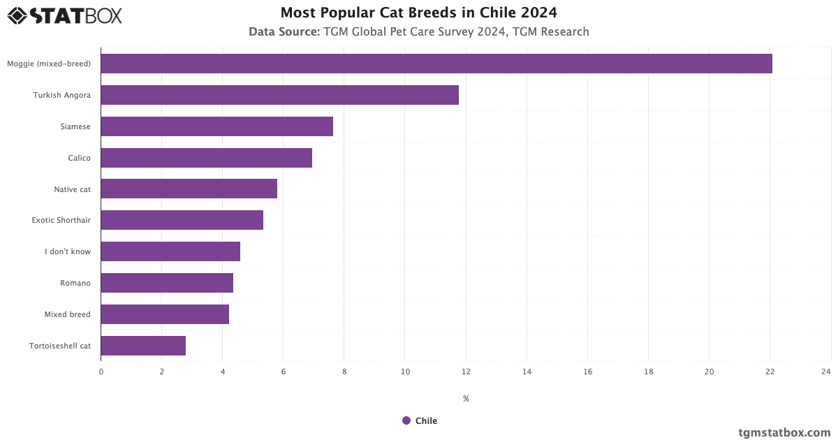 Most Popular Cat Breeds in Chile | TGM Statbox Chart